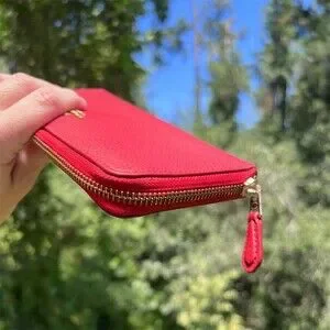 Coach | Bags | Coach Long Ziparound Wallet Pebble Leather Red With Gold ...